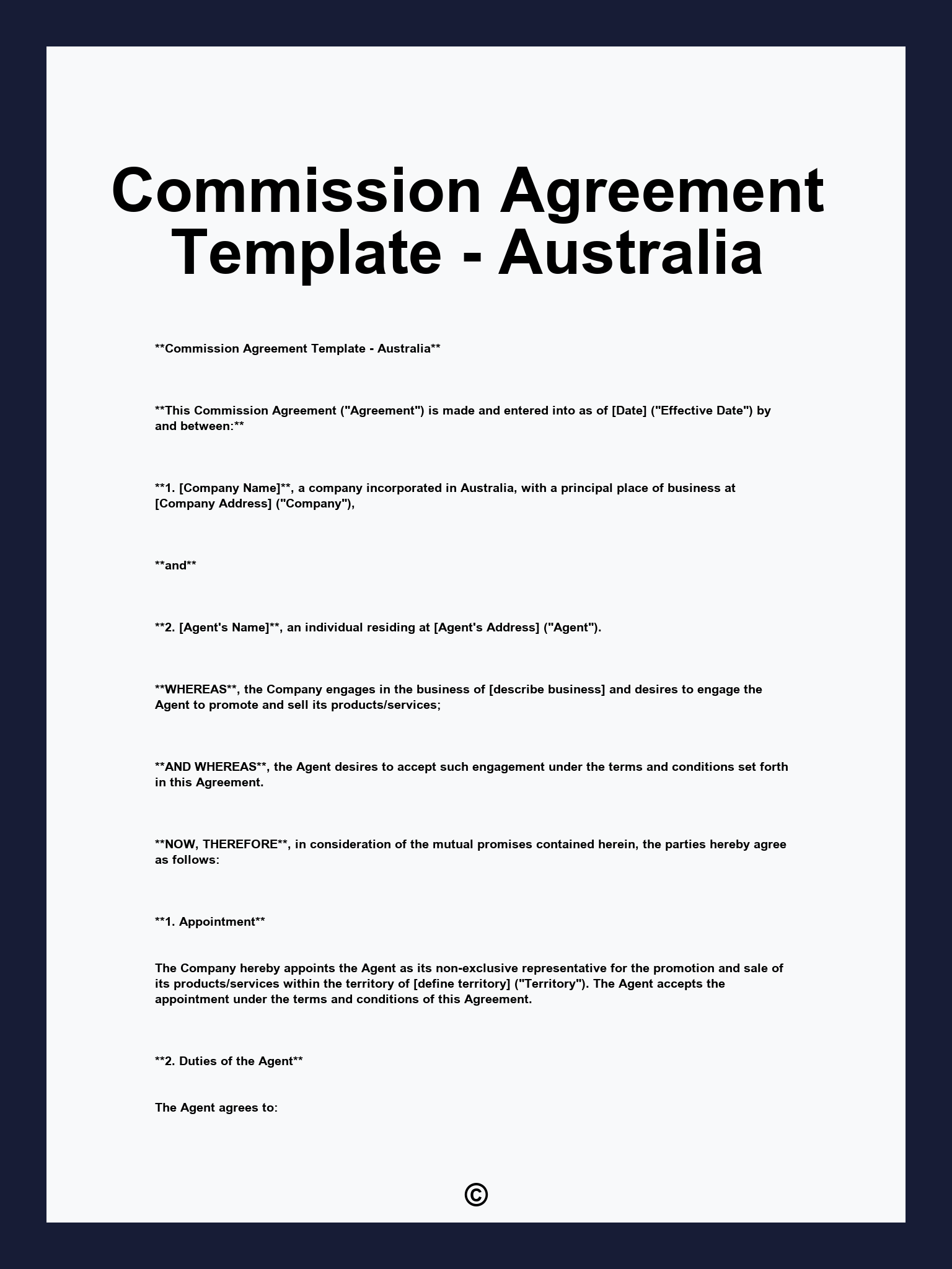 Commission Agreement Template - Australia